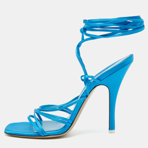 The Attico | Shoes | The Attico Blue Satin Ankle Strap Lace Up Sandals ...